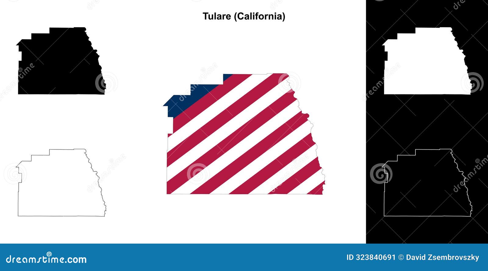 Detailed Map Of Tulare County In California USA Stock Photography ...