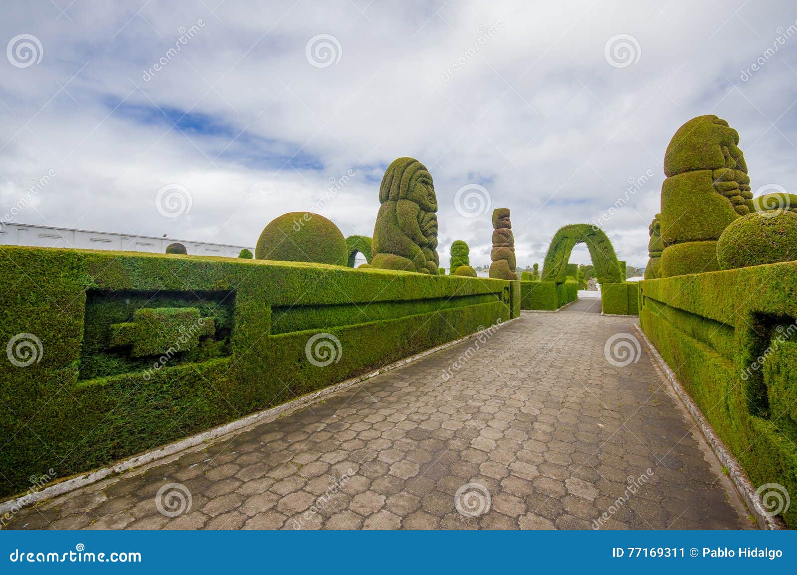 TULCAN, ECUADOR - JULY 3, 2016: Cemetery Path with Geometrical Designs ...