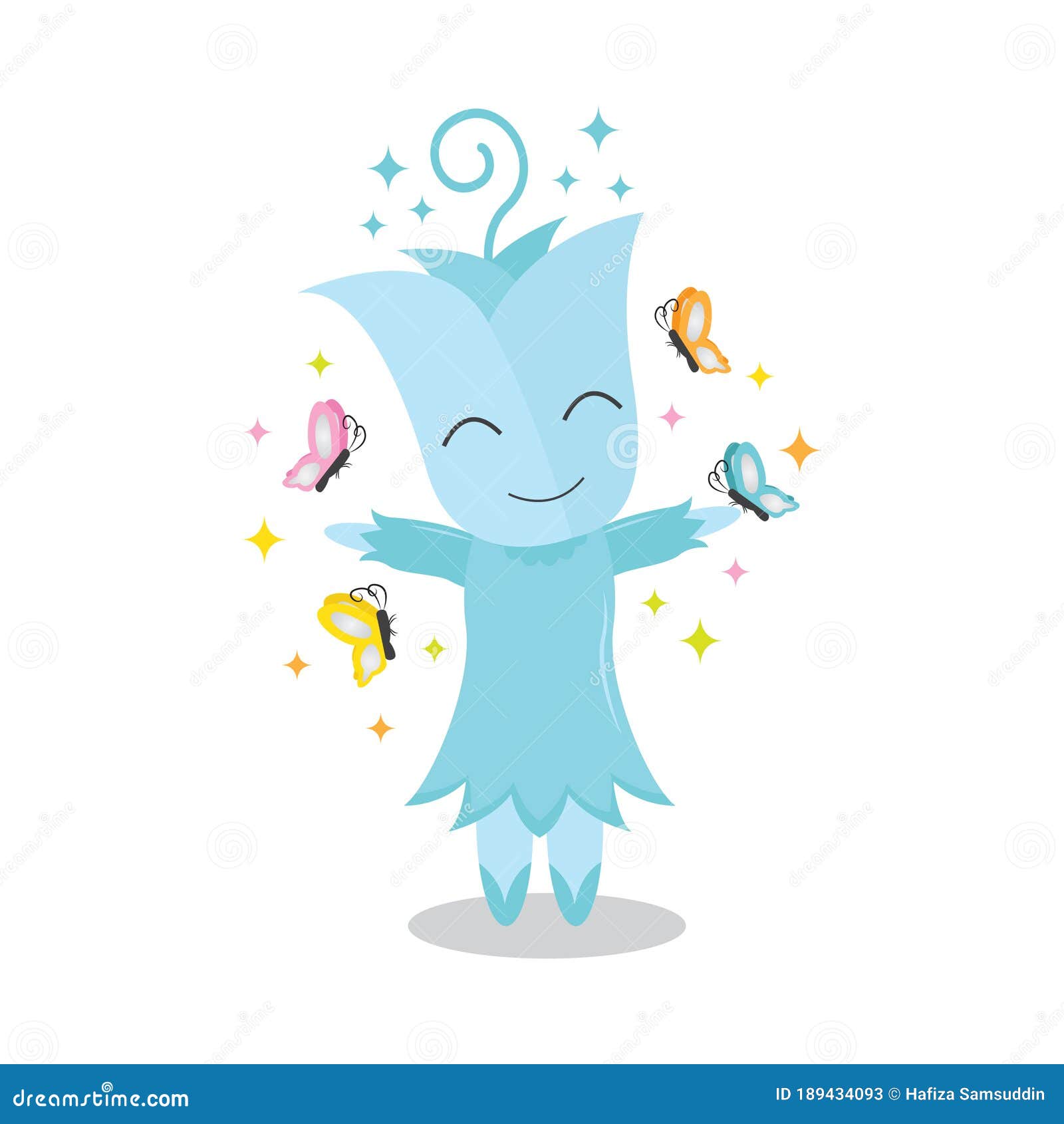 Tulip Character with Butterflies. Vector Illustration Decorative Design ...