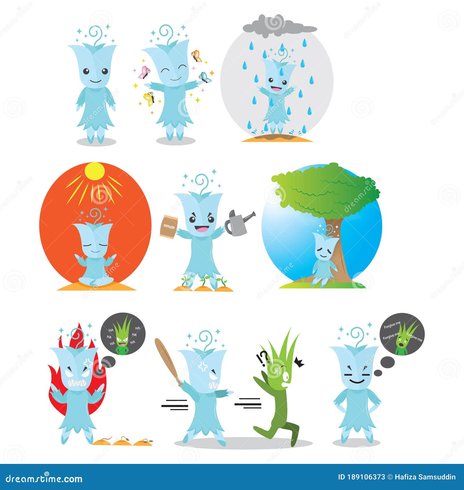 Tulip Character with Different Actions. Vector Illustration Decorative ...