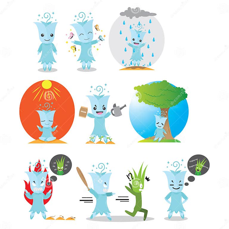 Tulip Character with Different Actions. Vector Illustration Decorative ...