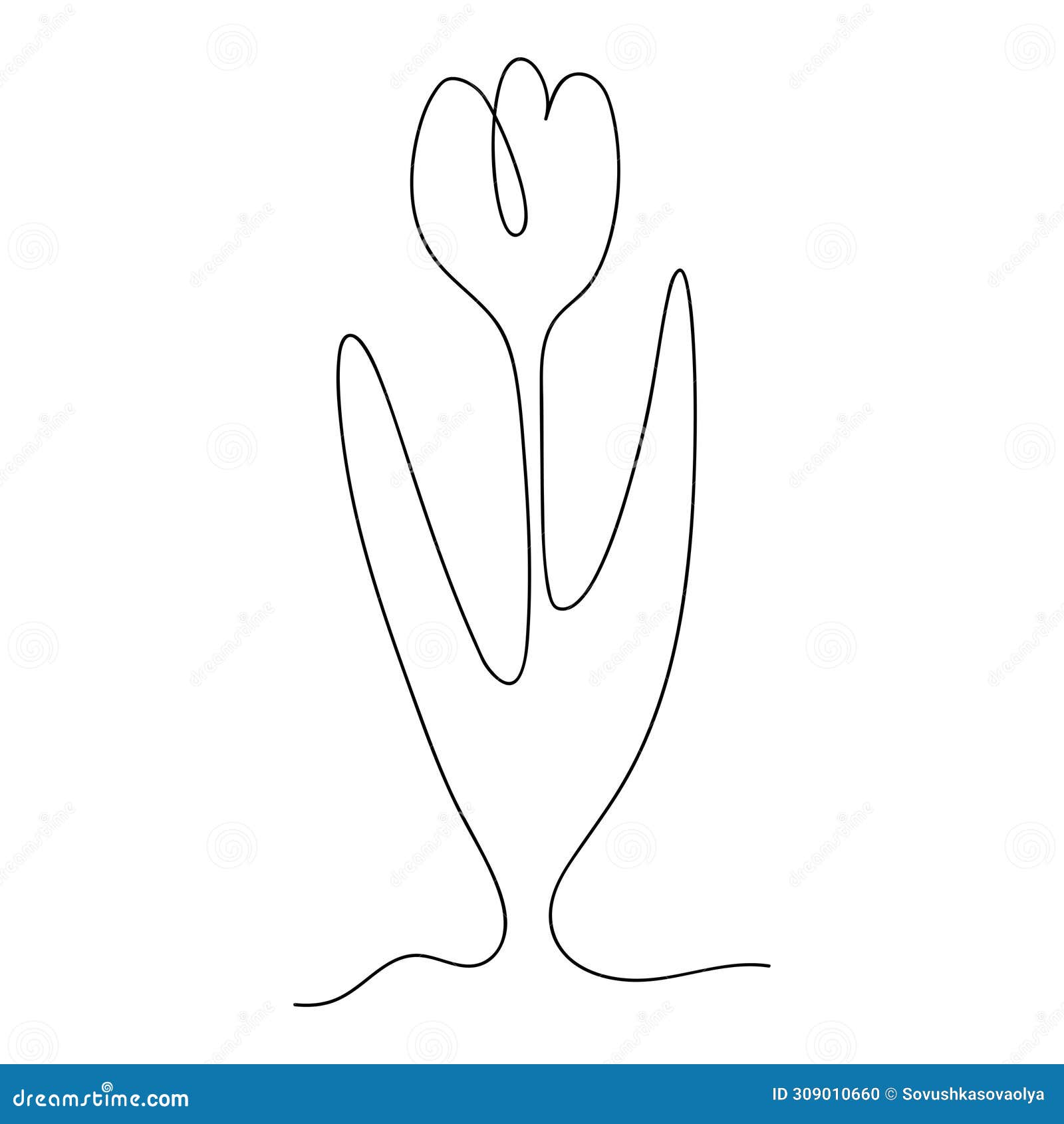 Set Of Tulip Continuous Line Drawing. Botanical Coloring. Floral Line ...