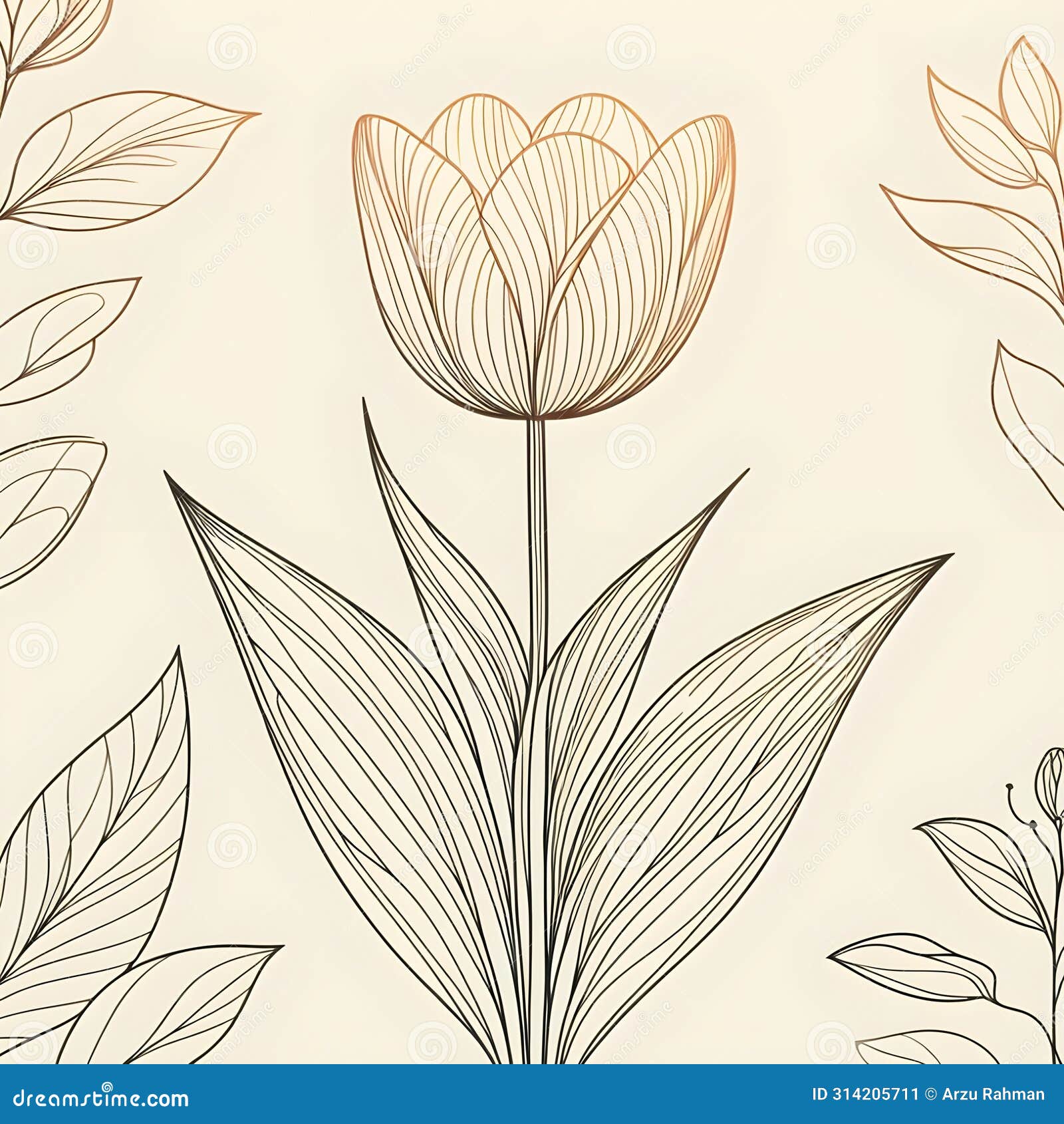 Tulip Contour Drawing. Minimal Flower Illustration Stock Illustration ...