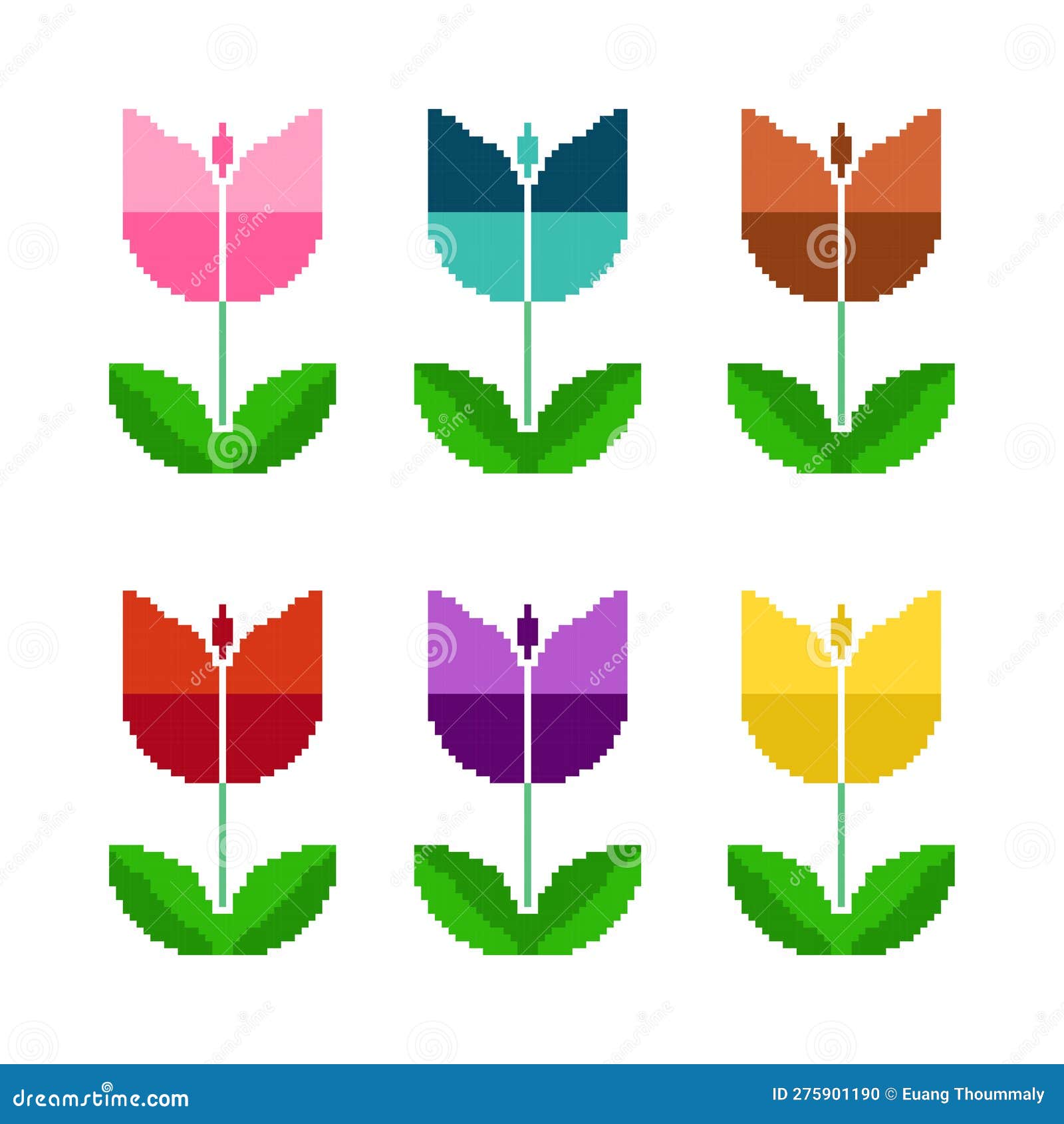 Tulip Flower Pixel Art, Pixel Illustration of a Tulip Stock Vector ...