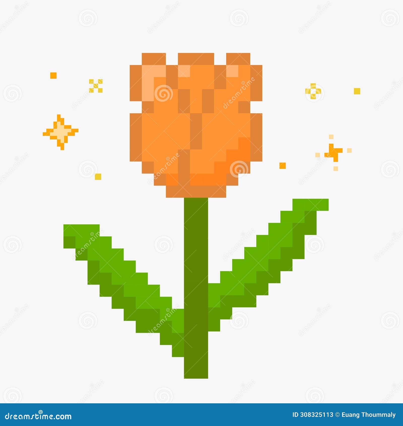 Tulip Flower Vector with Sparkling Pixel Art Stock Vector ...