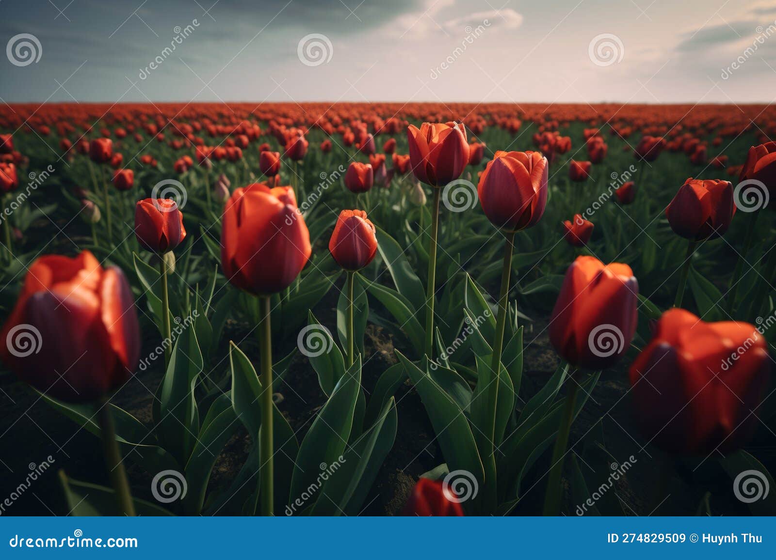 Tulip Flowers on the Field Professional Color Grading. Soft Shadows ...
