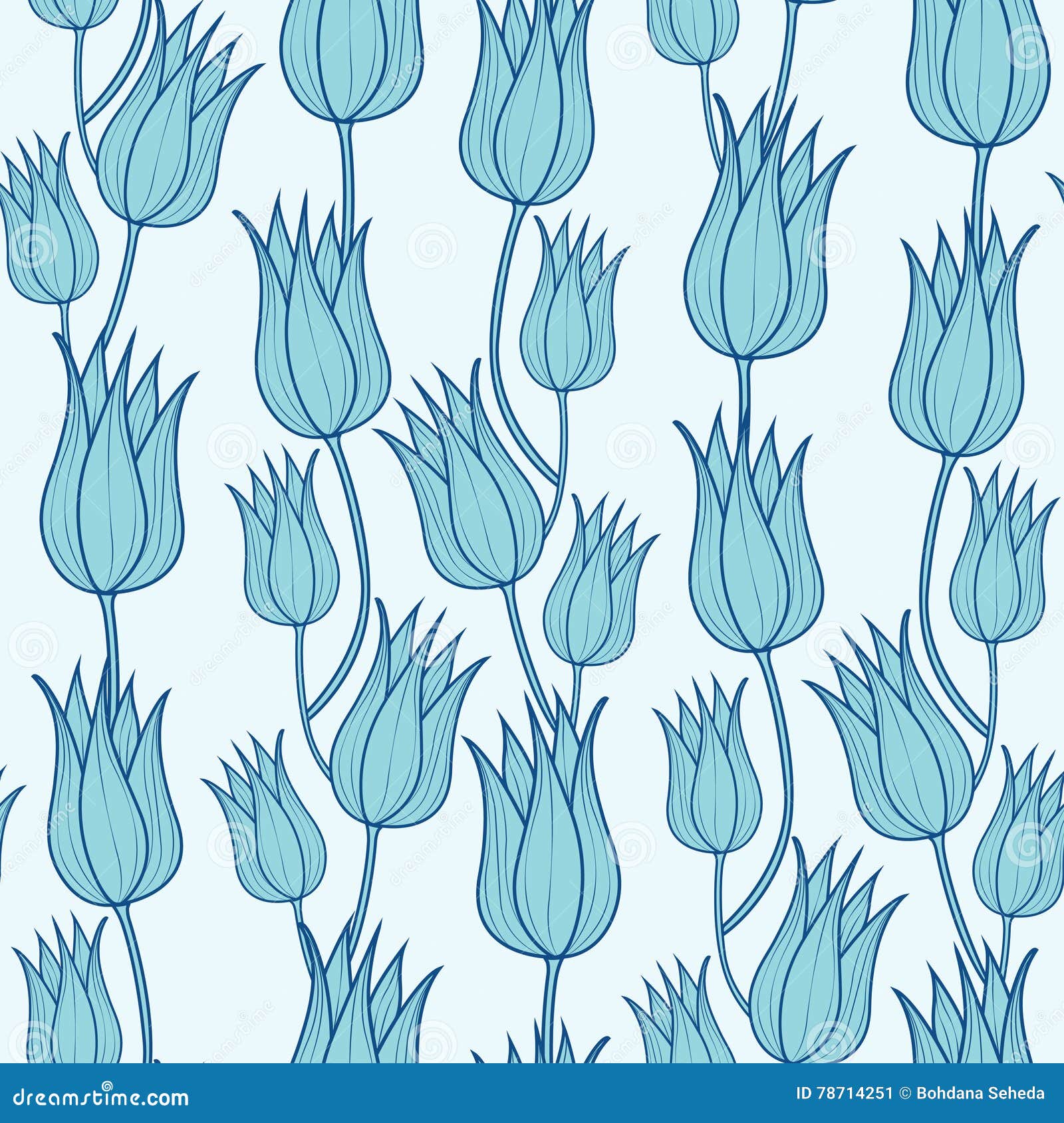 Tulip Flowers Seamless Pattern Vertical Layout Stock Vector ...