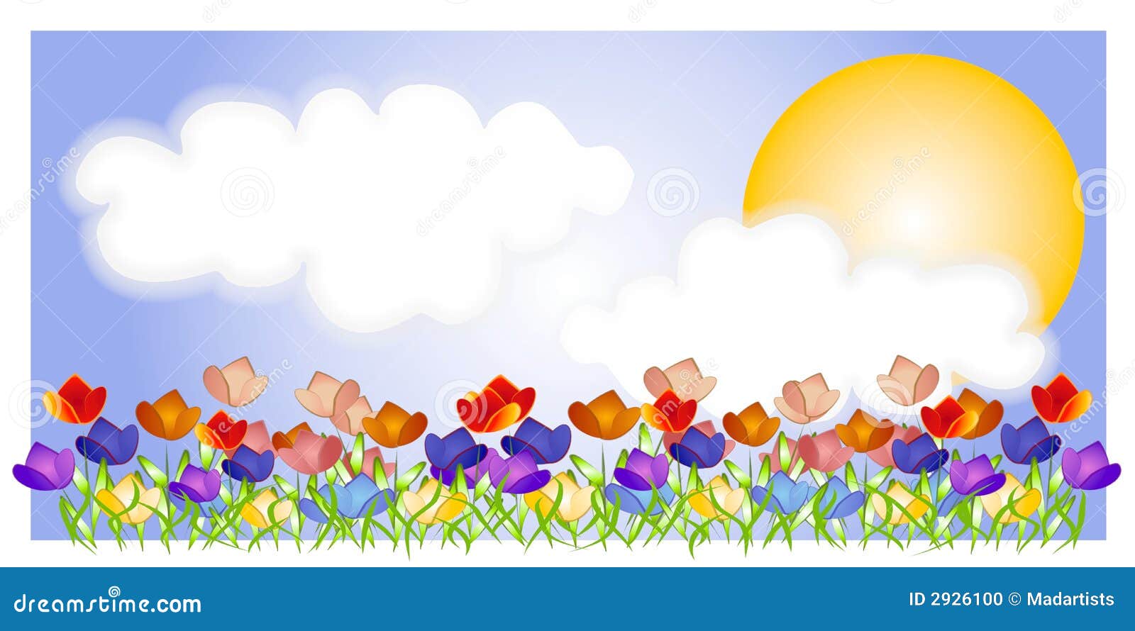 Tulip Garden Row Of Tulips Royalty-Free Illustration | CartoonDealer ...