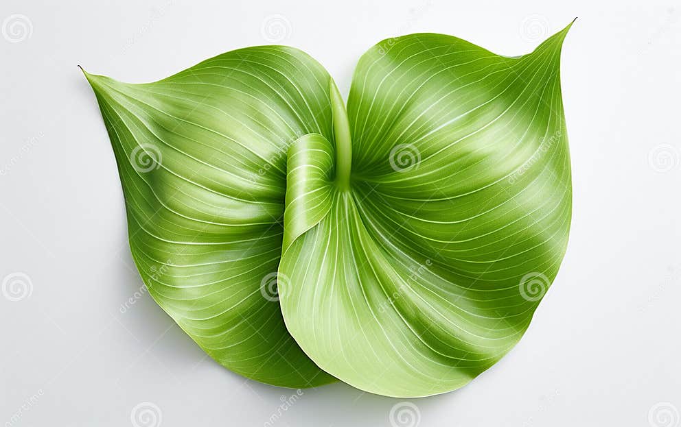 Tulip Leaf on a White Surface -Generative Ai Stock Image - Image of ...