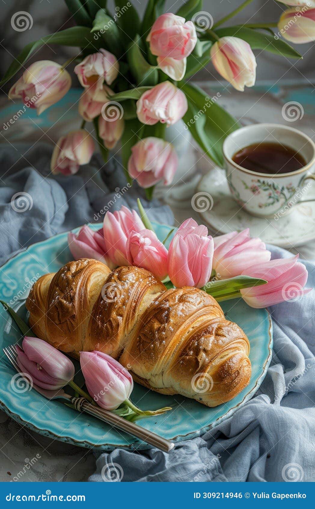 The Tulip Springtime Bread is Shown on Top of Tables Stock Photo ...
