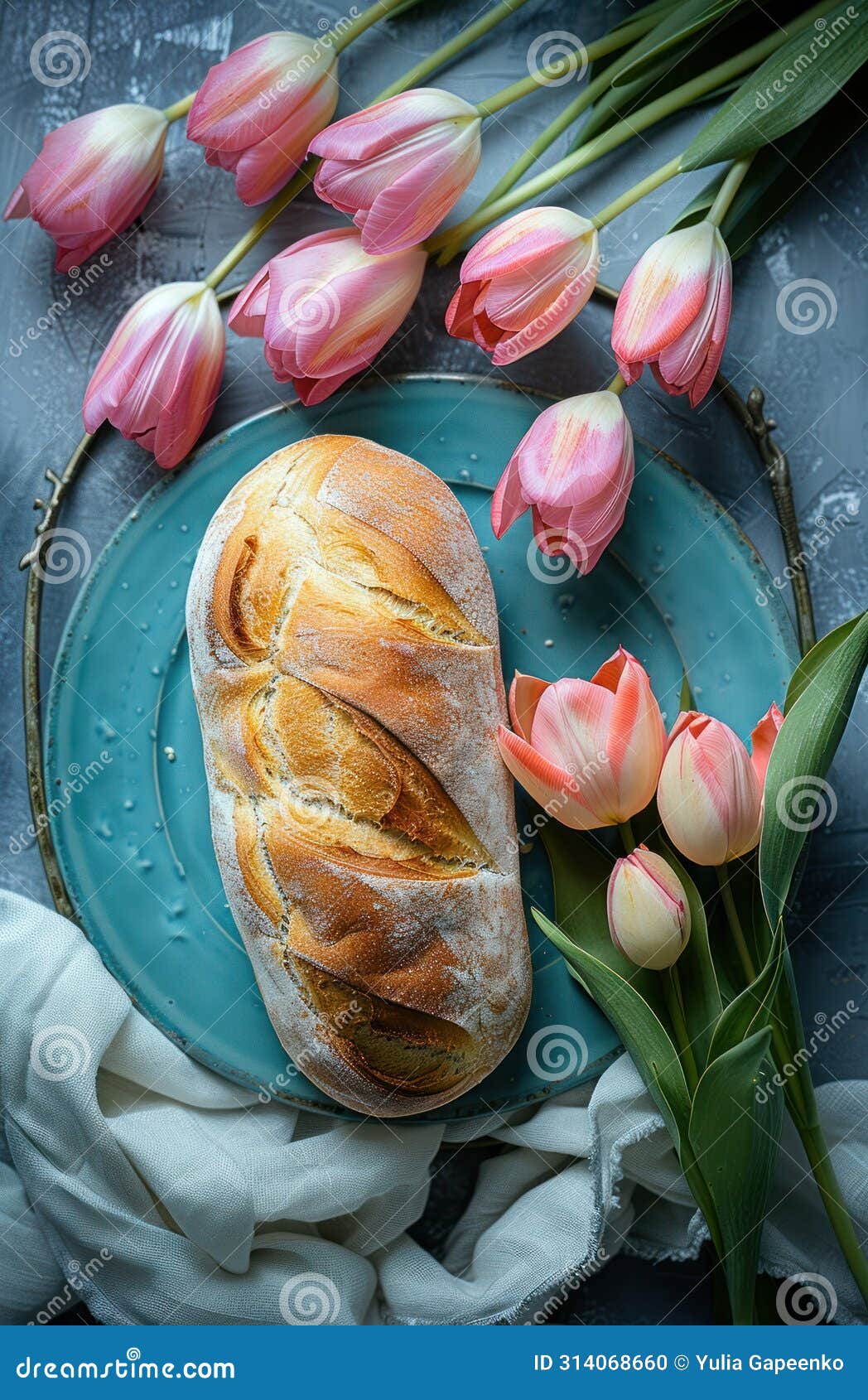 The Tulip Springtime Bread is Shown on Top of Tables Stock Photo ...