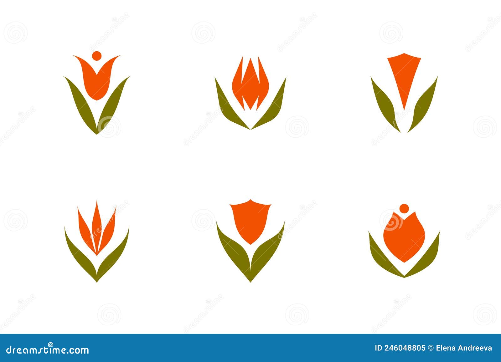 Tulip Vector Logo Mark Template or Icon. Set of Elegant Design Elements ...