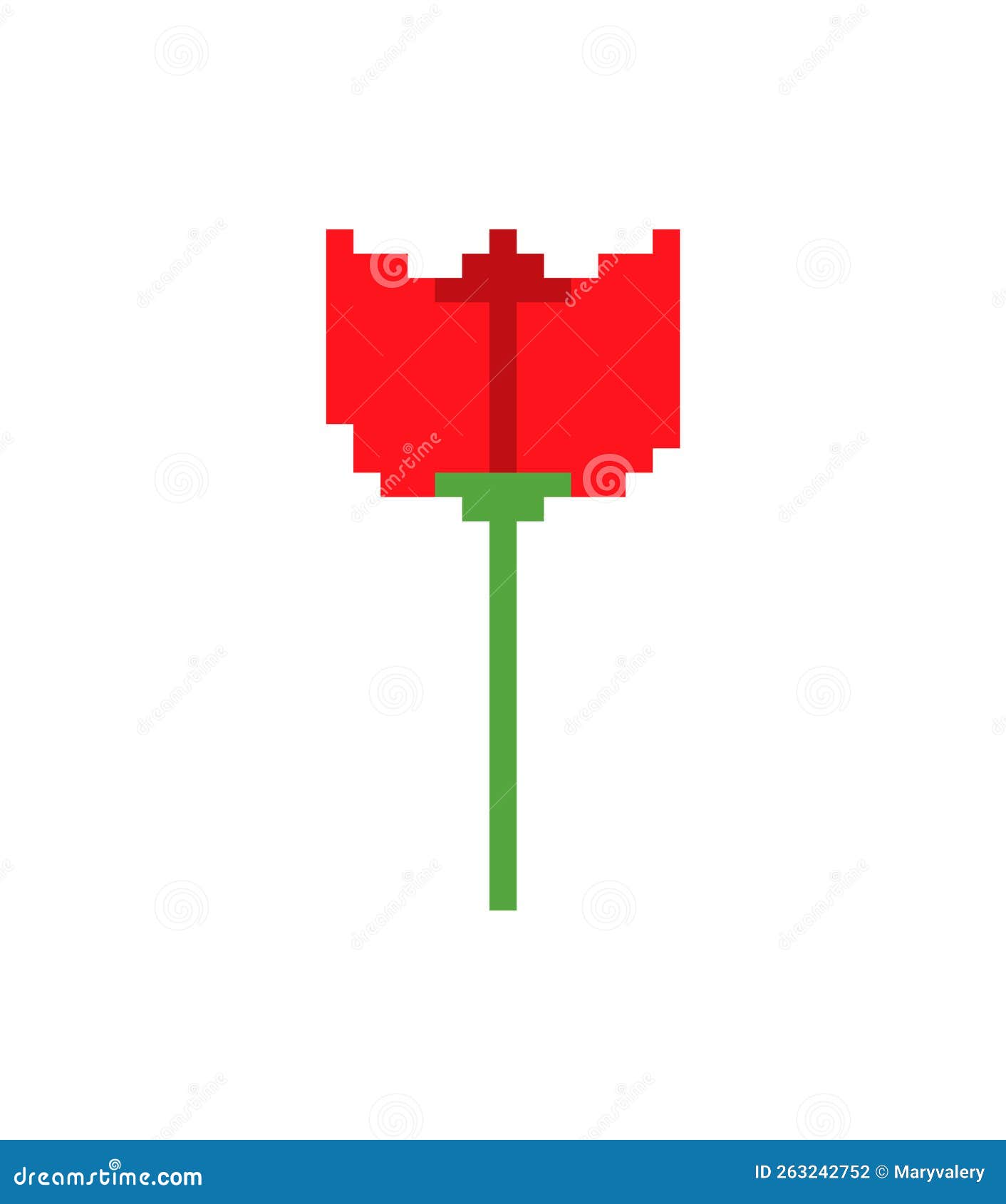 Tulipe Fleur Rouge Pixel Art Vecteur 8 Bits Illustration de Vecteur ...