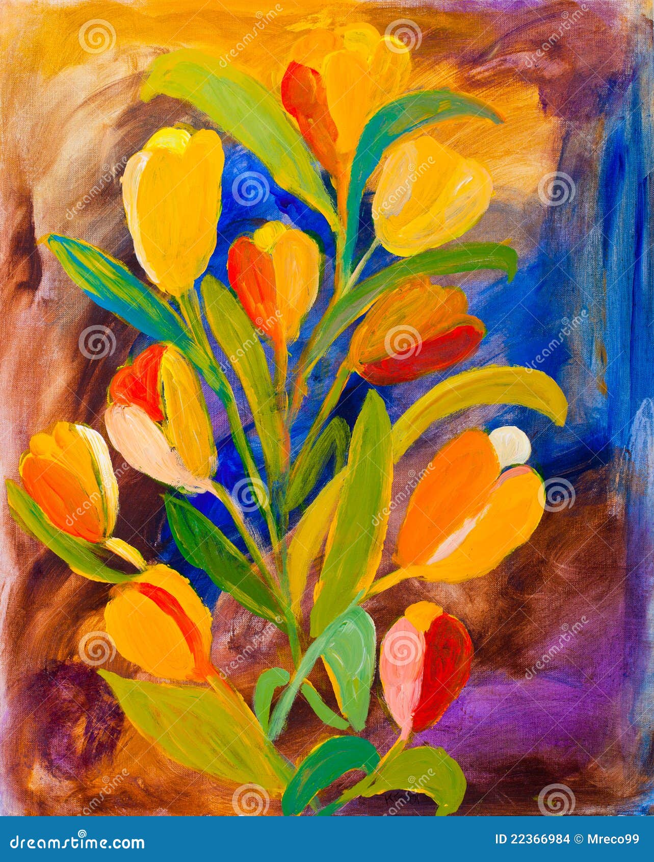 Tulipes Dans La Peinture De Printemps Photo stock - Image du peinture ...