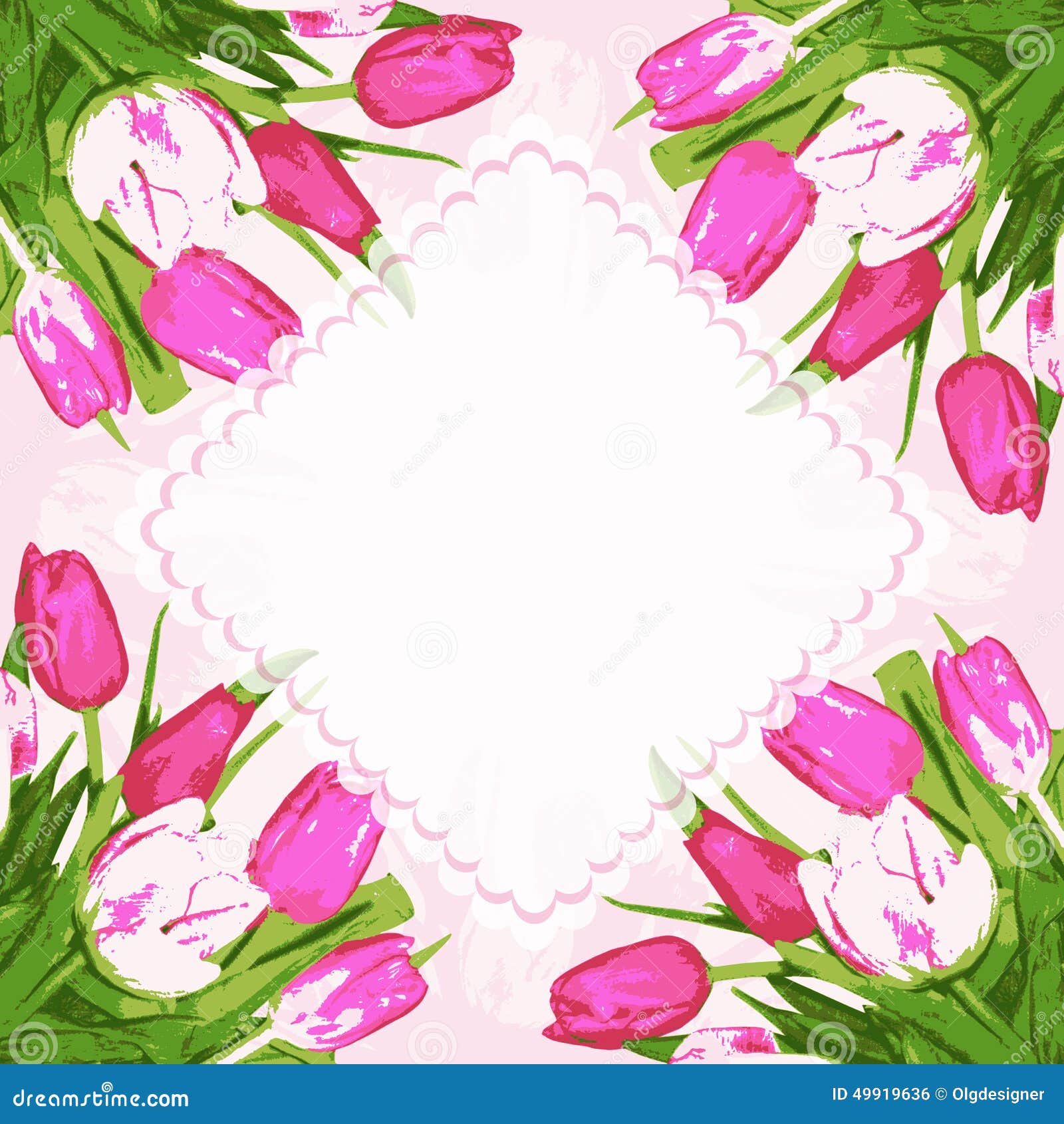 Tulips flowers with frame stock vector. Illustration of illustrated ...