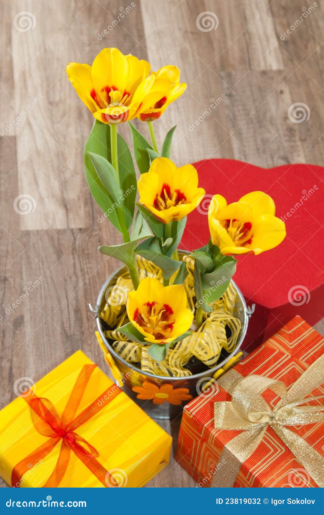 Tulips and gift boxes stock photo. Image of simple, present - 23819032