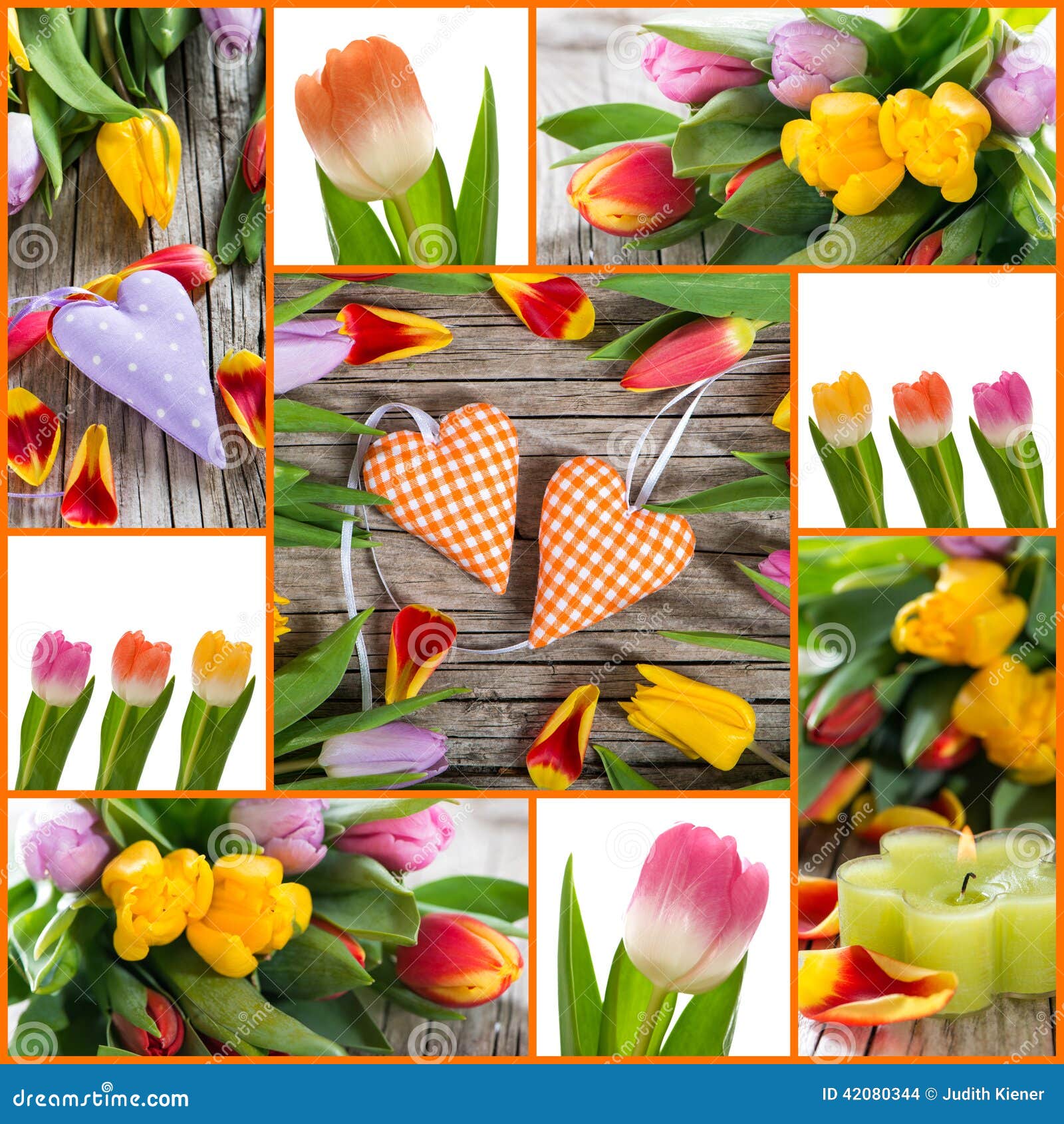 Tulips and hearts collage stock photo. Image of colorful - 42080344