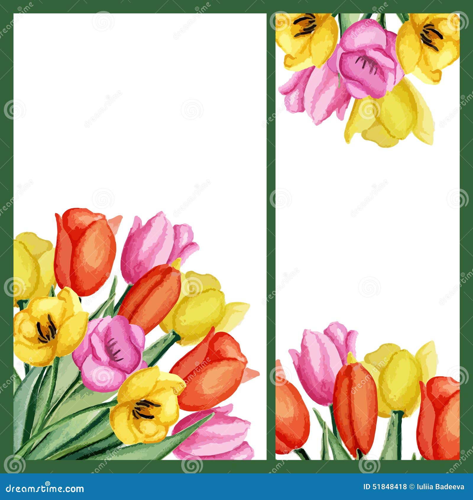 Tulips invitations set stock vector. Illustration of blossom - 51848418