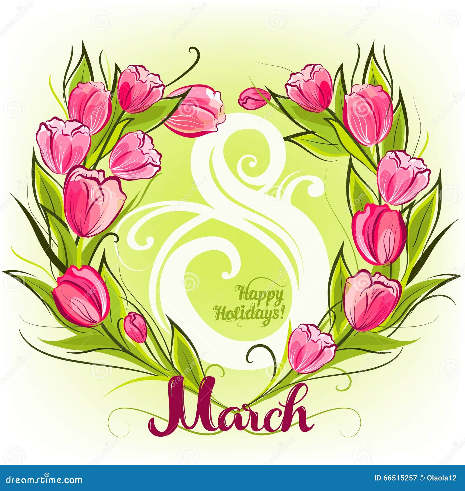 Tulips March greeting card stock vector. Illustration of artwork - 66515257