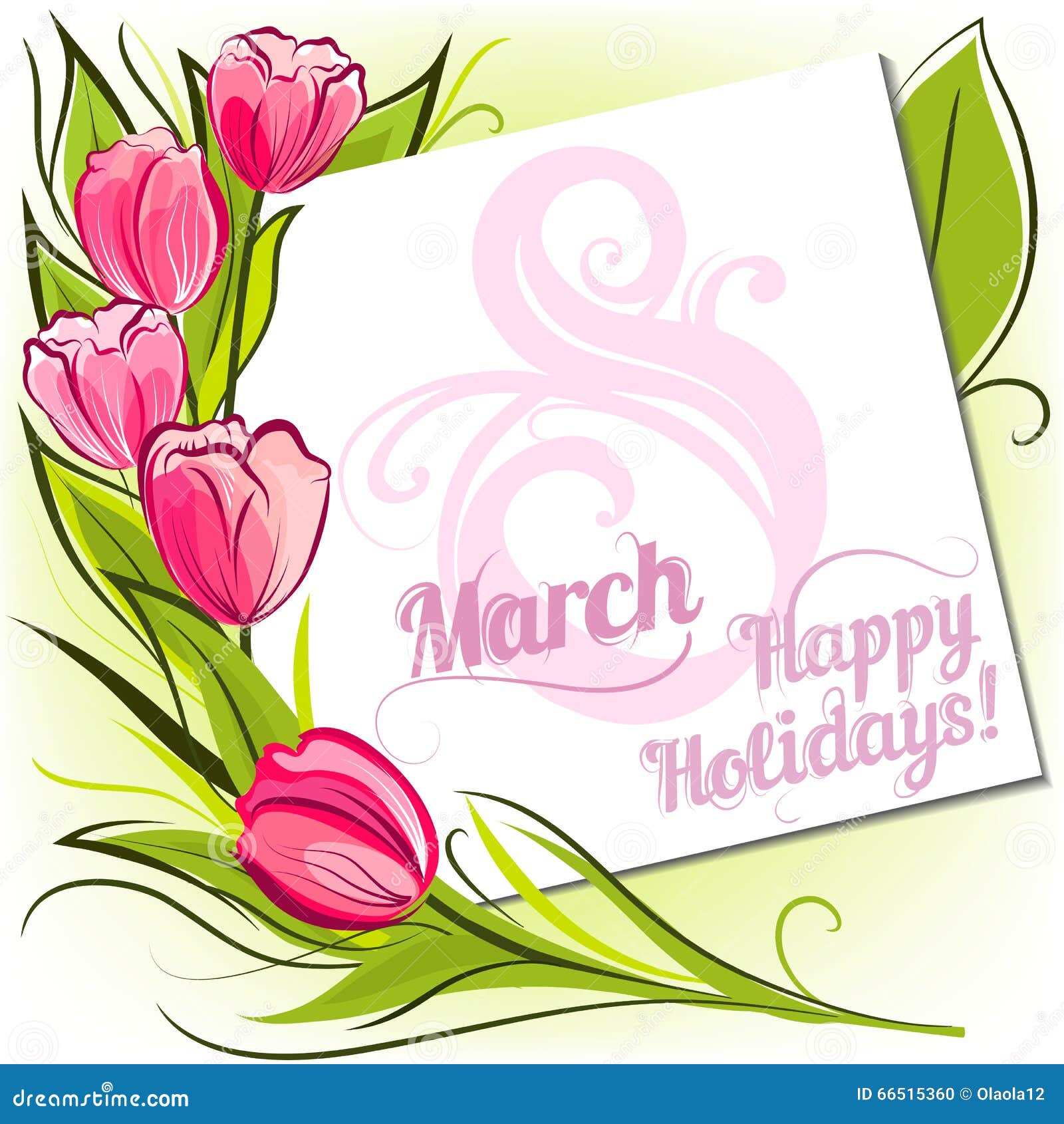Tulips March greeting card stock vector. Illustration of design - 66515360