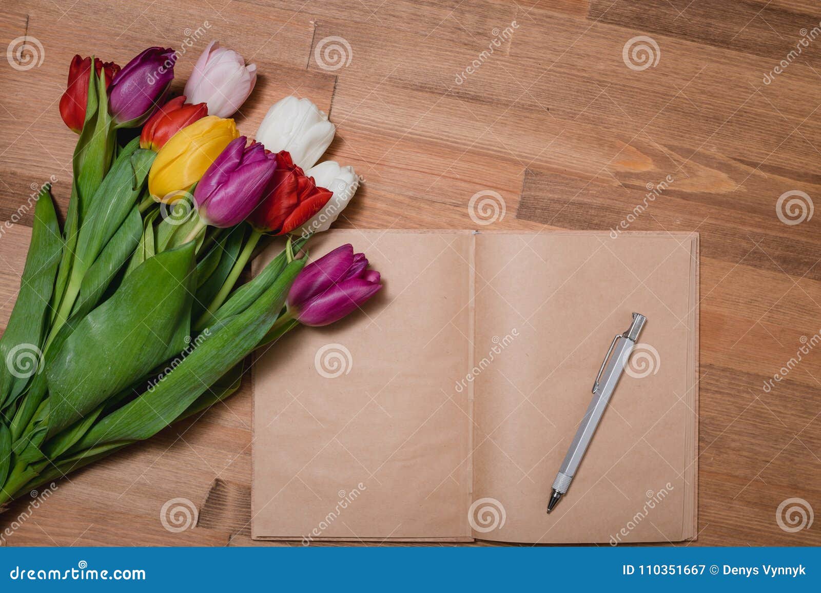 Tulip Flat Layout Copy Space Stock Image - Image of romantic, woman ...