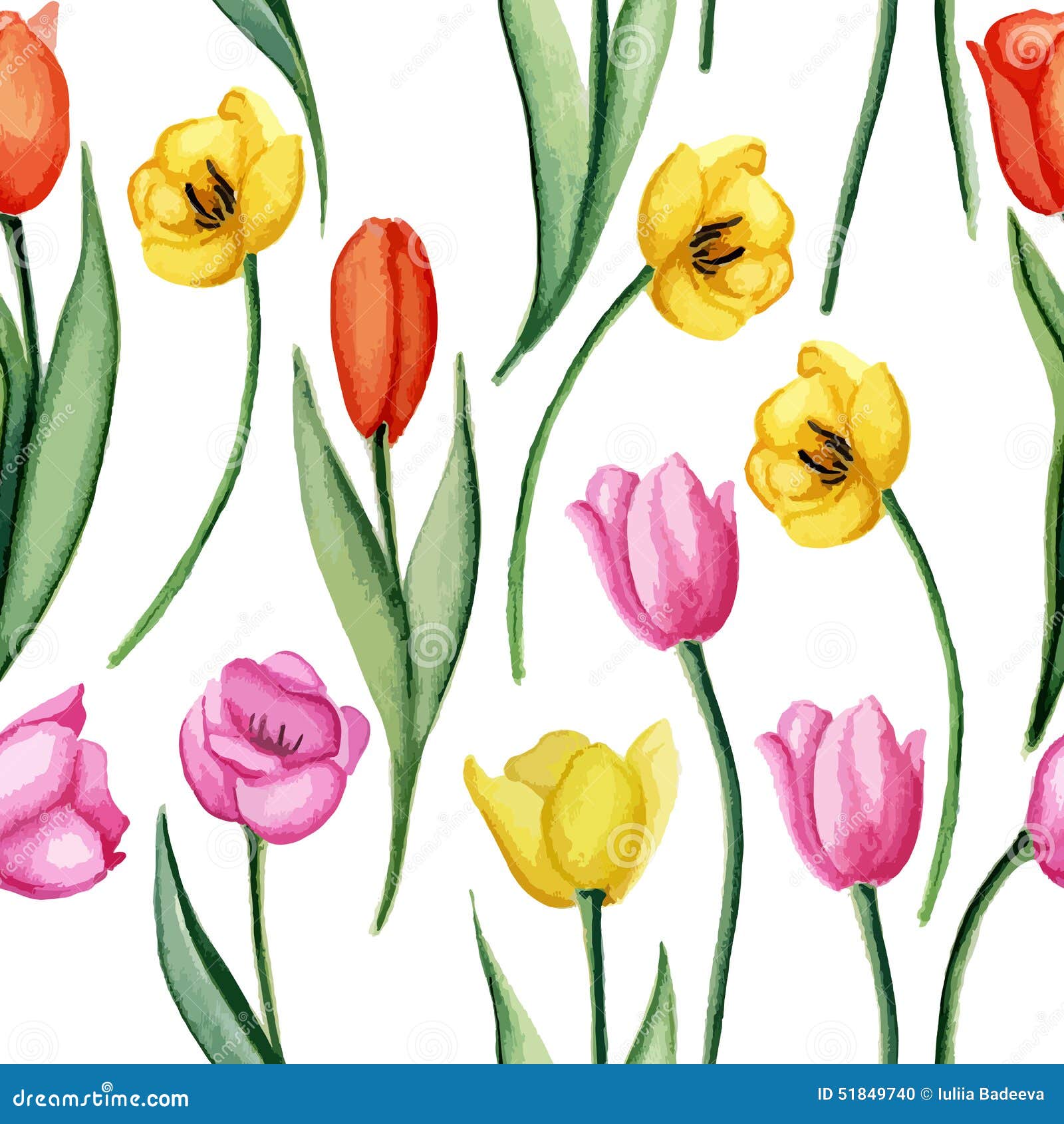 Tulips pattern stock vector. Illustration of bouquet - 51849740