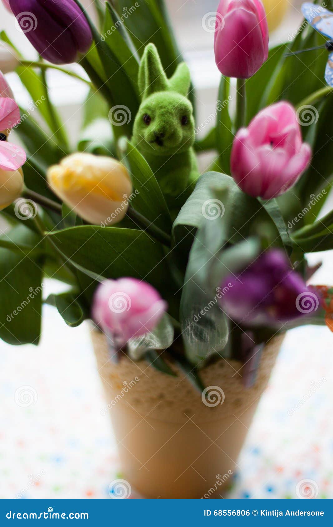 Tulips and rabbit stock photo. Image of purpple, white - 68556806