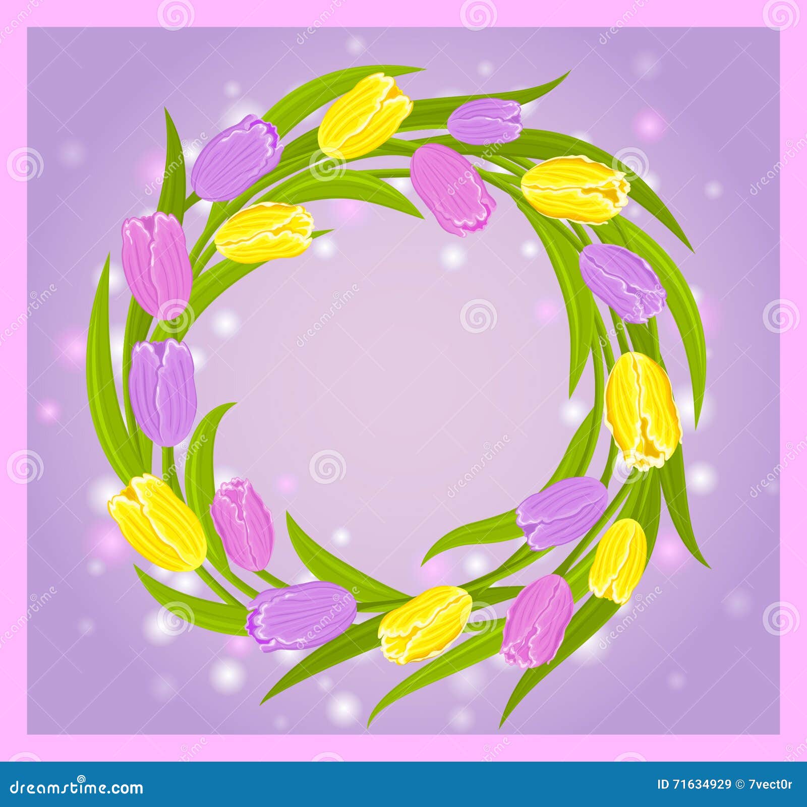 Tulips Wreath stock vector. Illustration of easter, drawn - 71634929
