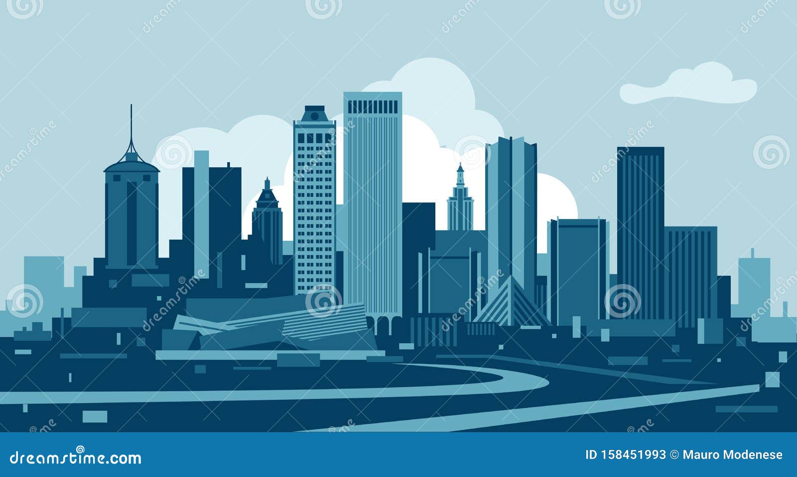 Tulsa Oklahoma City Skyline Silhouette Cartoon Vector | CartoonDealer ...