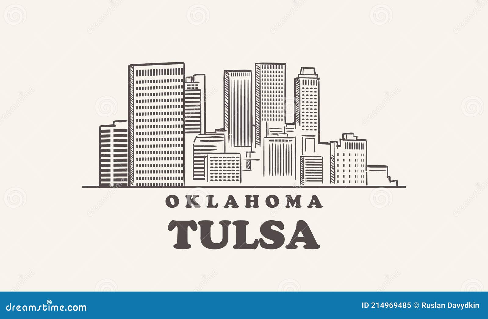Tulsa Usa Skyline And Landmarks Silhouette Cartoon Vector ...