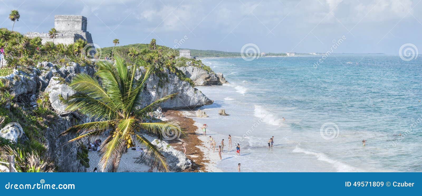 Tulum beach panoramic editorial stock image. Image of coastline - 49571809
