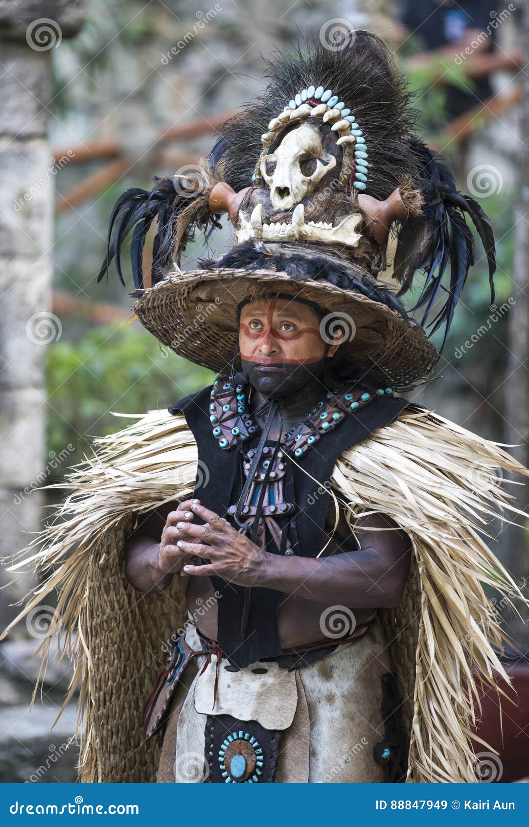 Man in Maya Indian Costume in Tulum, Mexico Editorial Stock Image ...