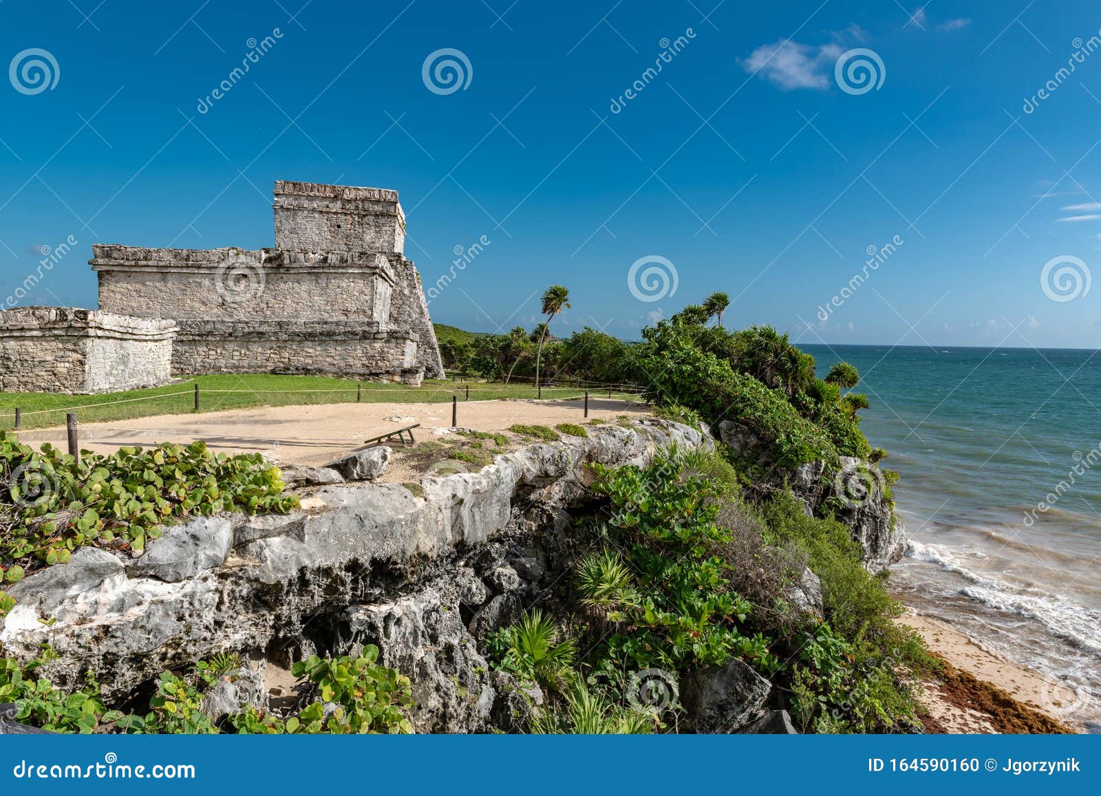 Tulum Mexico, Mayan Ruins on Top of the Cliff Stock Photo - Image of ...