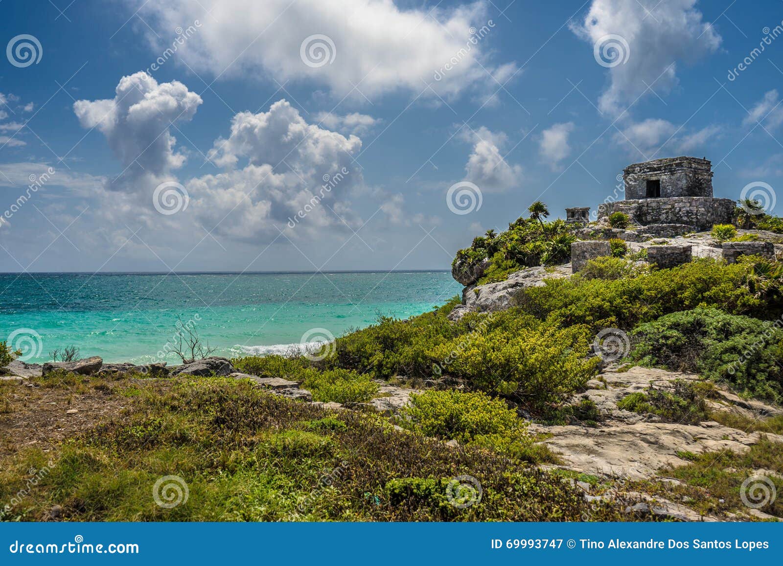 Tulum Pyramid stock image. Image of ancient, building - 69993747