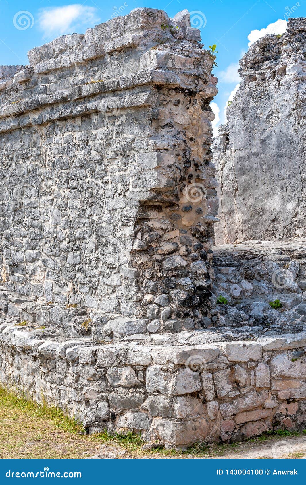 A Brick Wall at the Mayan Ruins in Tulum Stock Photo - Image of ...