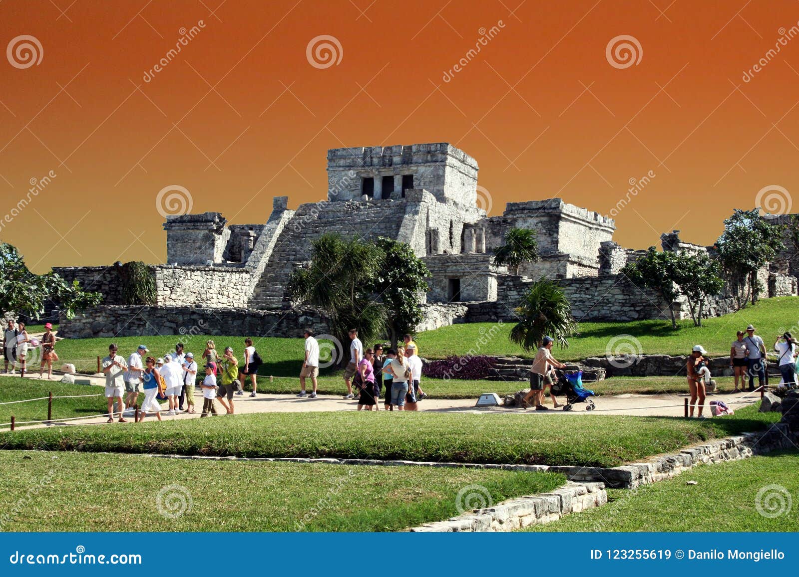 Tulum sunset editorial stock image. Image of palms, ruins - 123255619