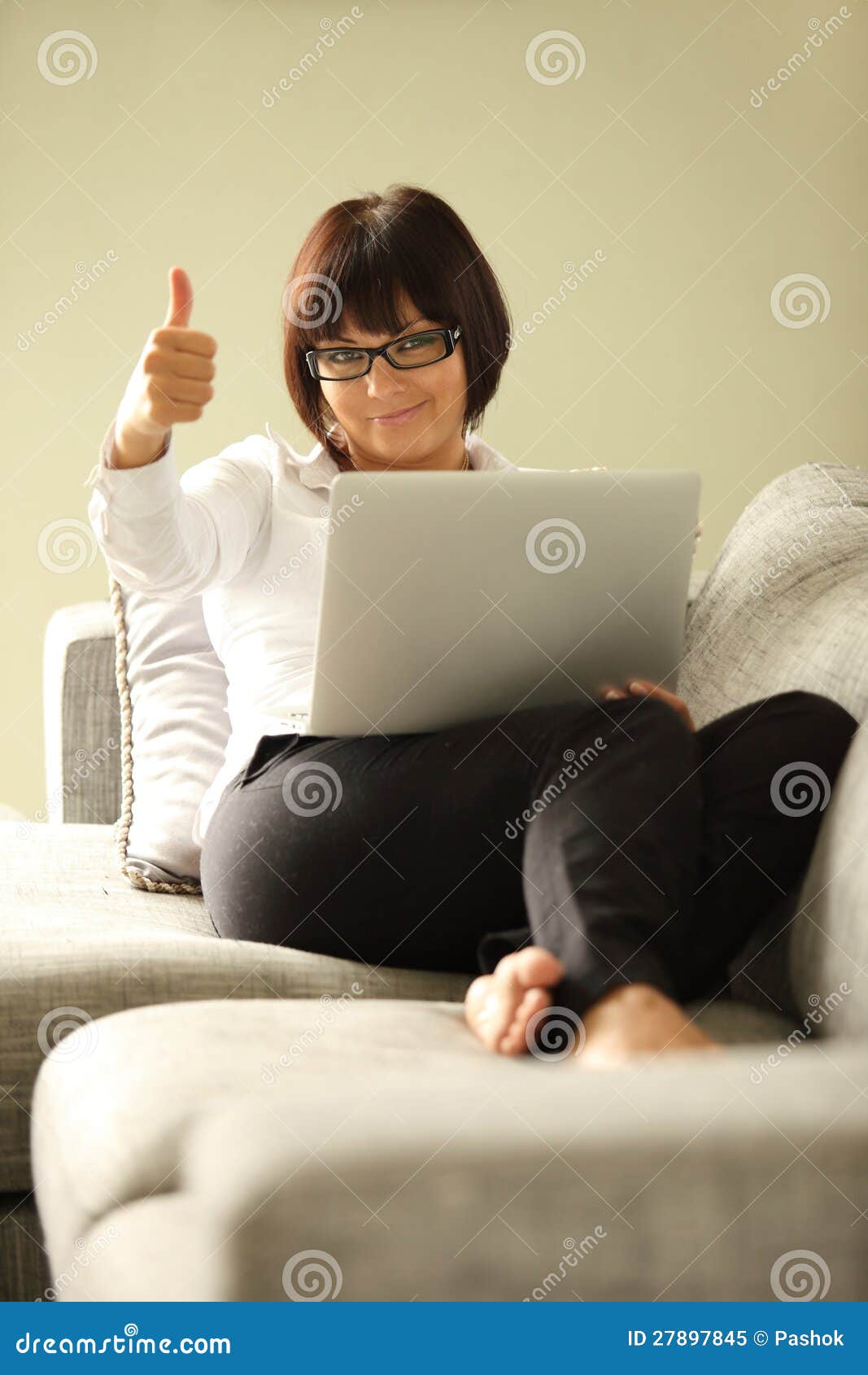 Tumb up stock image. Image of laptop, carefree, brown - 27897845
