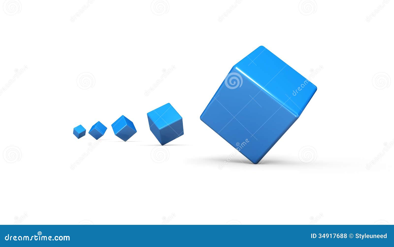 Tumbling Blue 3D Cubes Isolated Stock Photo - Image of large ...