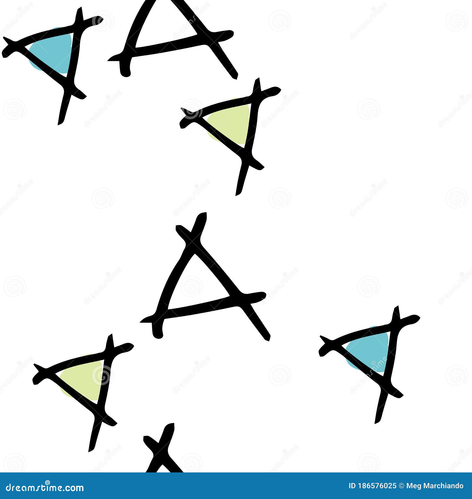 Tumbling Triangles with White Background Hand Drawn Vector Seamless ...
