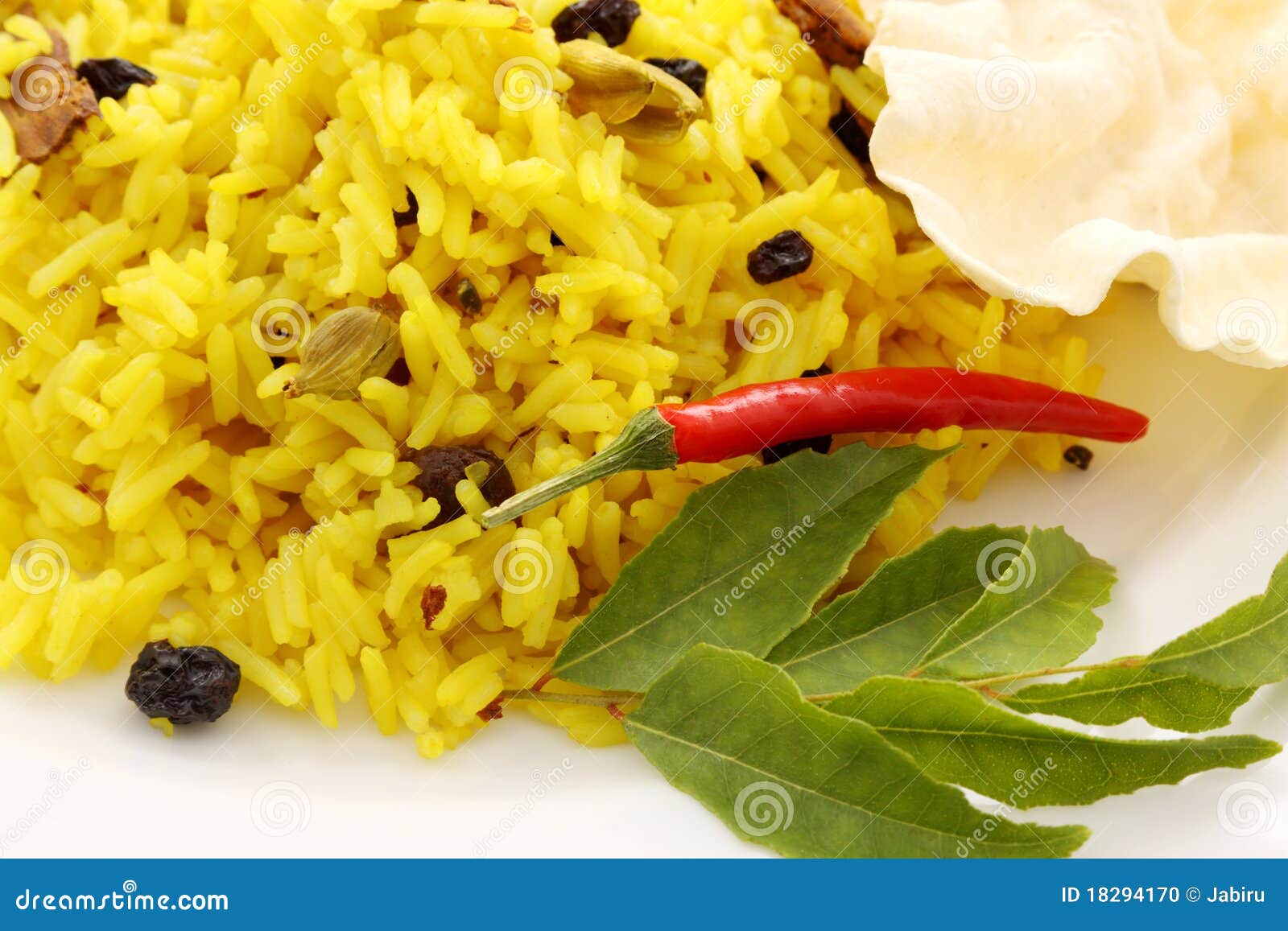 Tumeric Rice stock photo. Image of ingredients, pappadum - 18294170