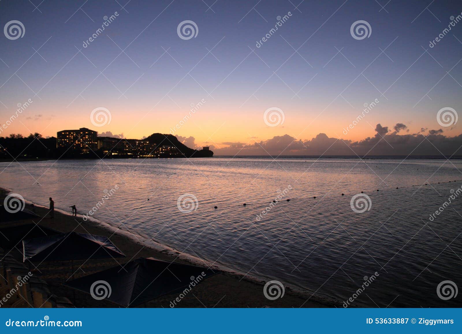 Tumon Beach at the Sunset in Guam Stock Image - Image of sunset ...
