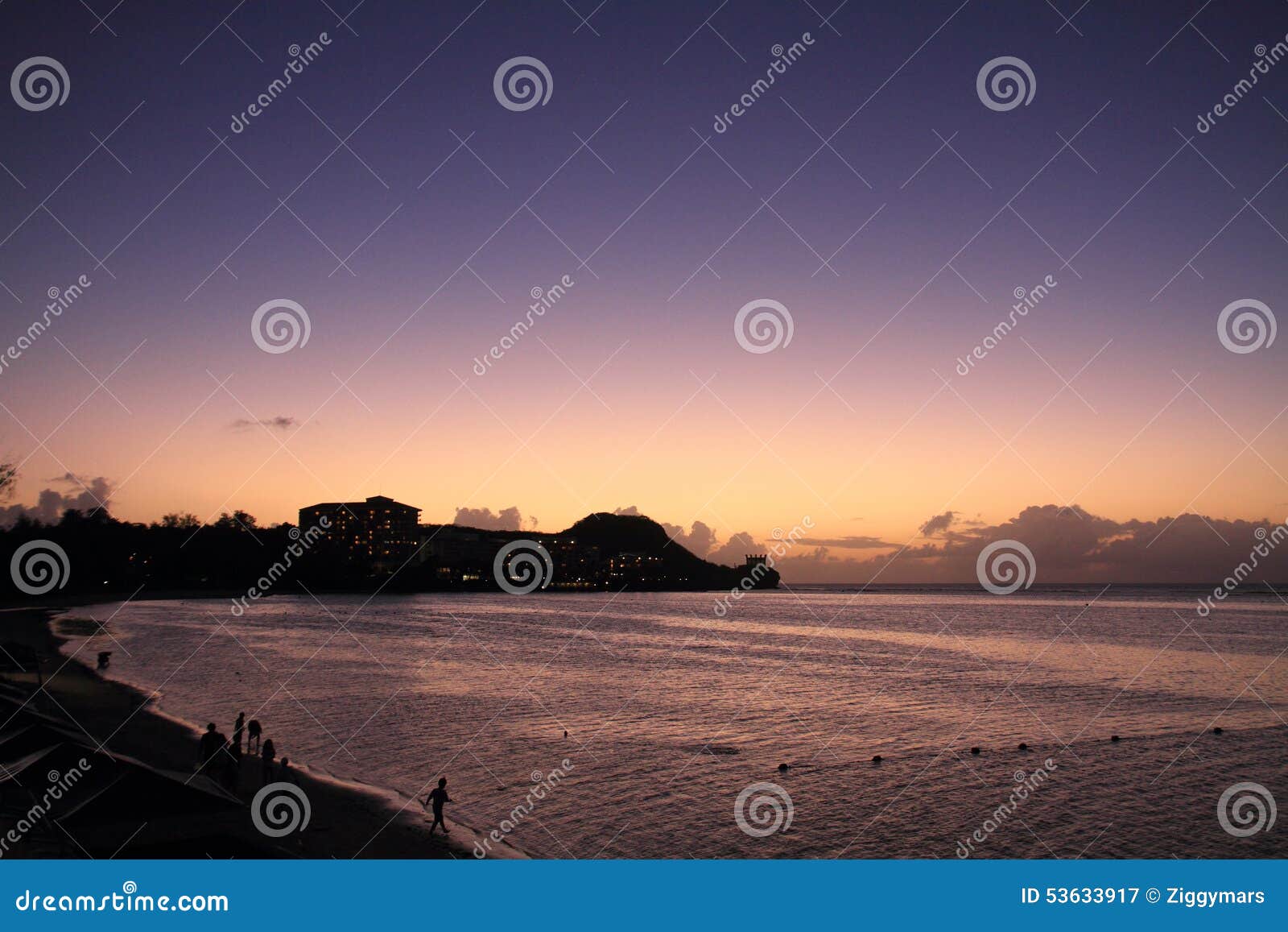 Tumon Beach at the Sunset in Guam Stock Image - Image of beach ...