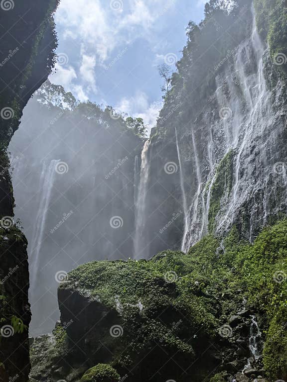 Tumpak sewu waterfall stock image. Image of biges, tumpak - 263173919