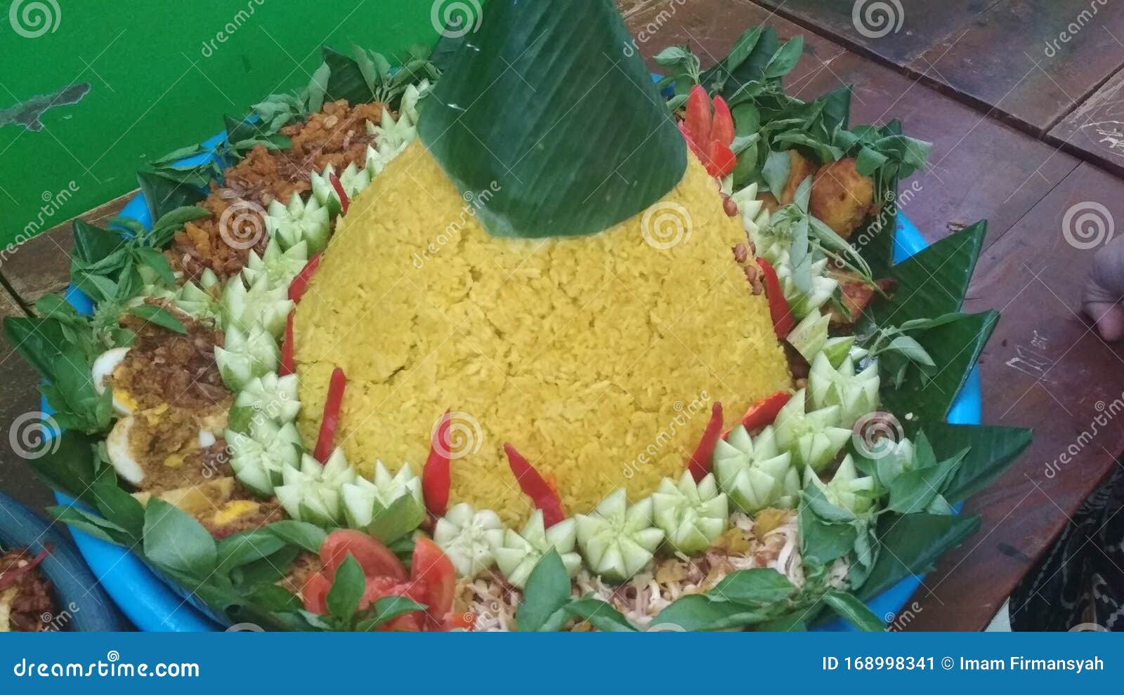 Tumpeng Indonesian Food on Table Stock Image - Image of creative ...