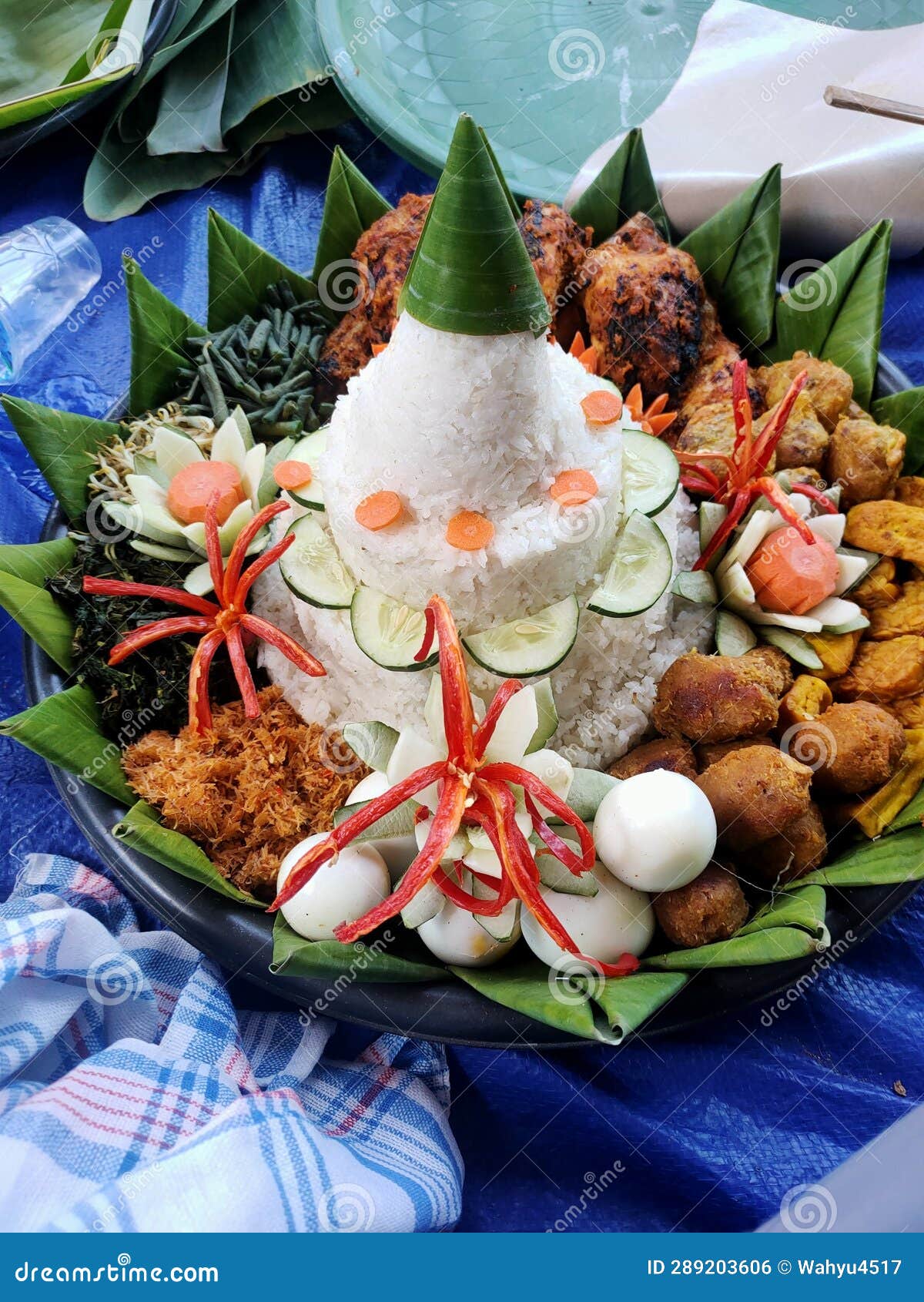 Tumpeng Rice for Alms To the Earth Stock Photo - Image of produce ...