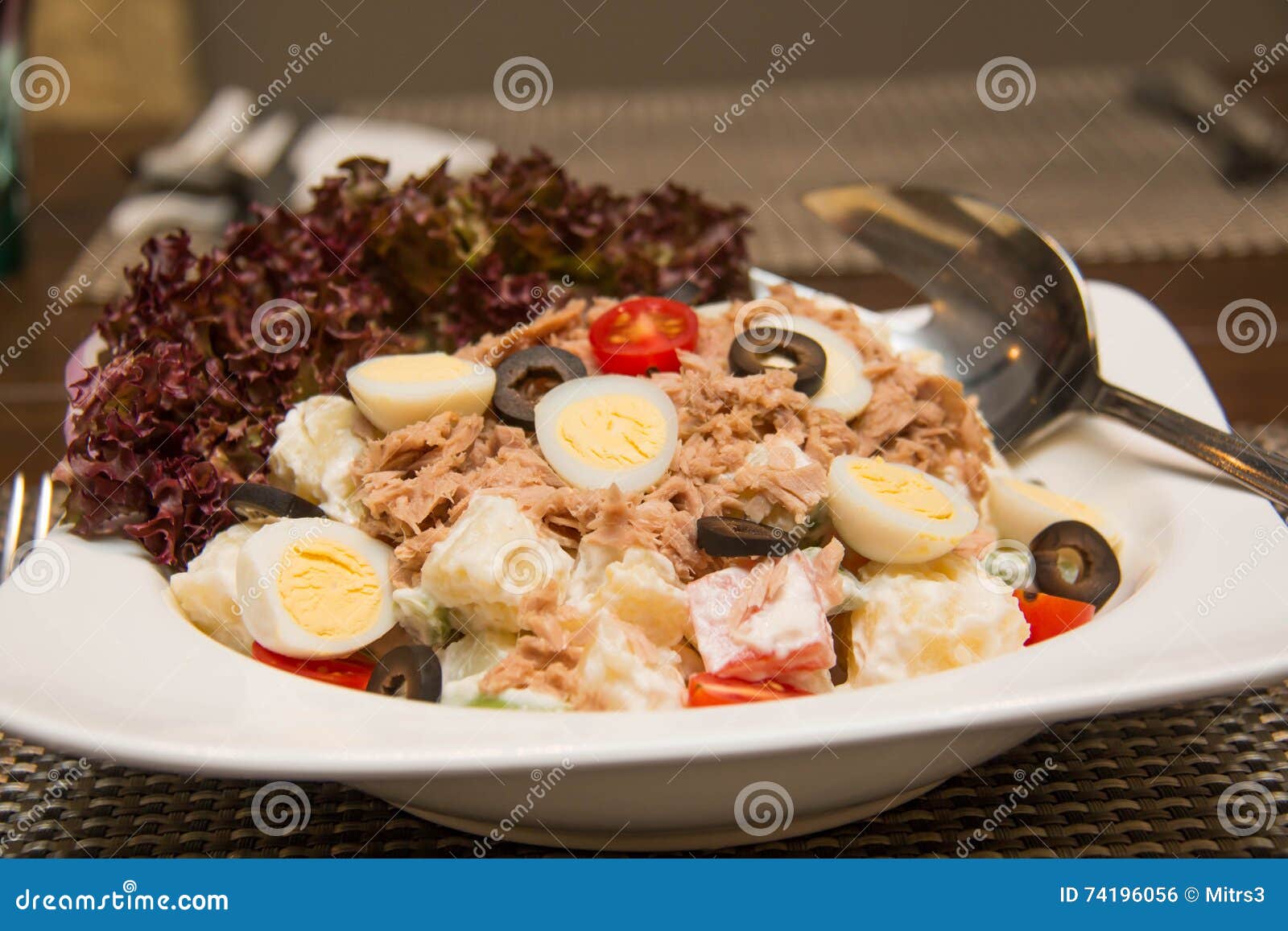 Tuna Boiled Eggs and Vegetables Stock Photo - Image of green, cuisine ...