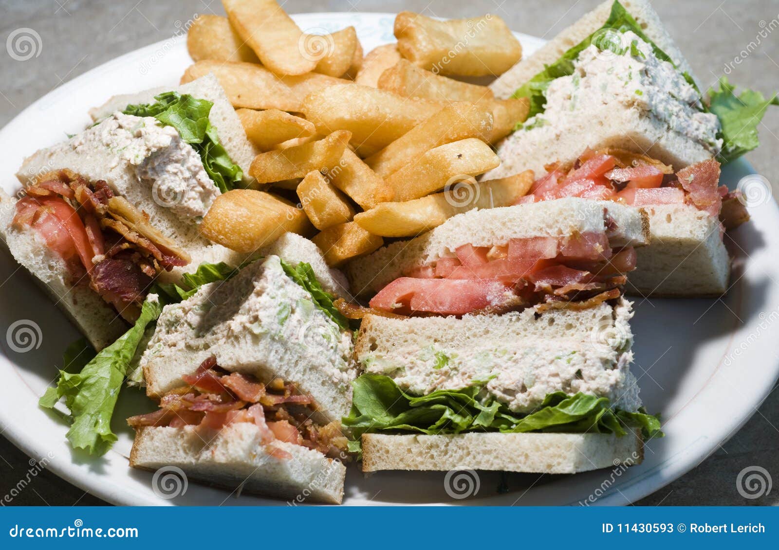 Tuna club sandwich stock image. Image of triple, fried - 11430593