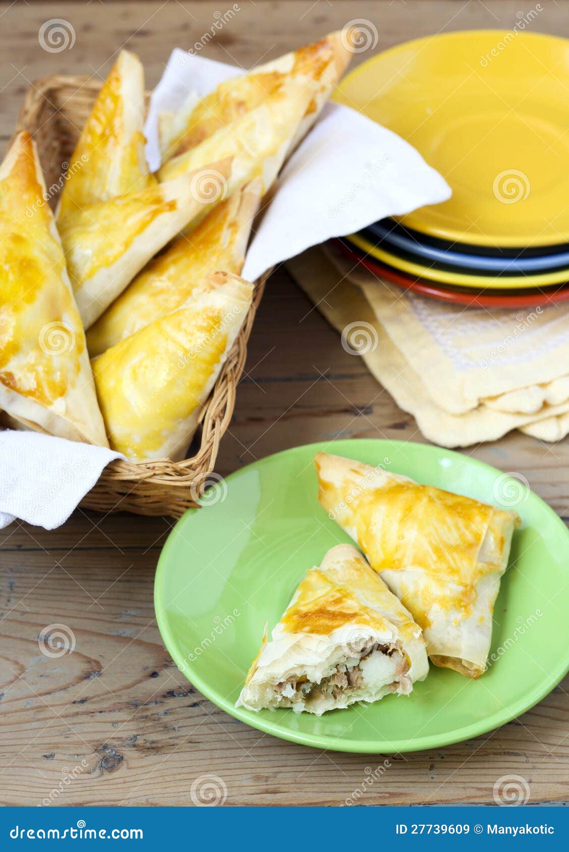 Tuna, Corn and Cauliflower Triangles Stock Image - Image of pastry ...