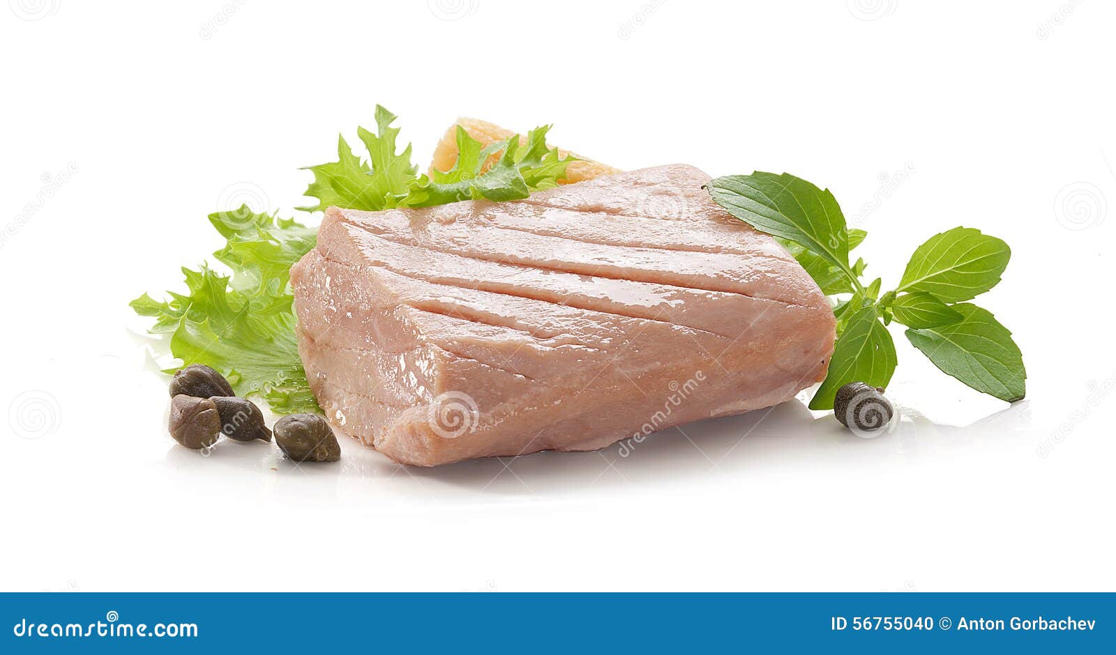 Tuna fillet stock photo. Image of cooked, fillet, basil - 56755040