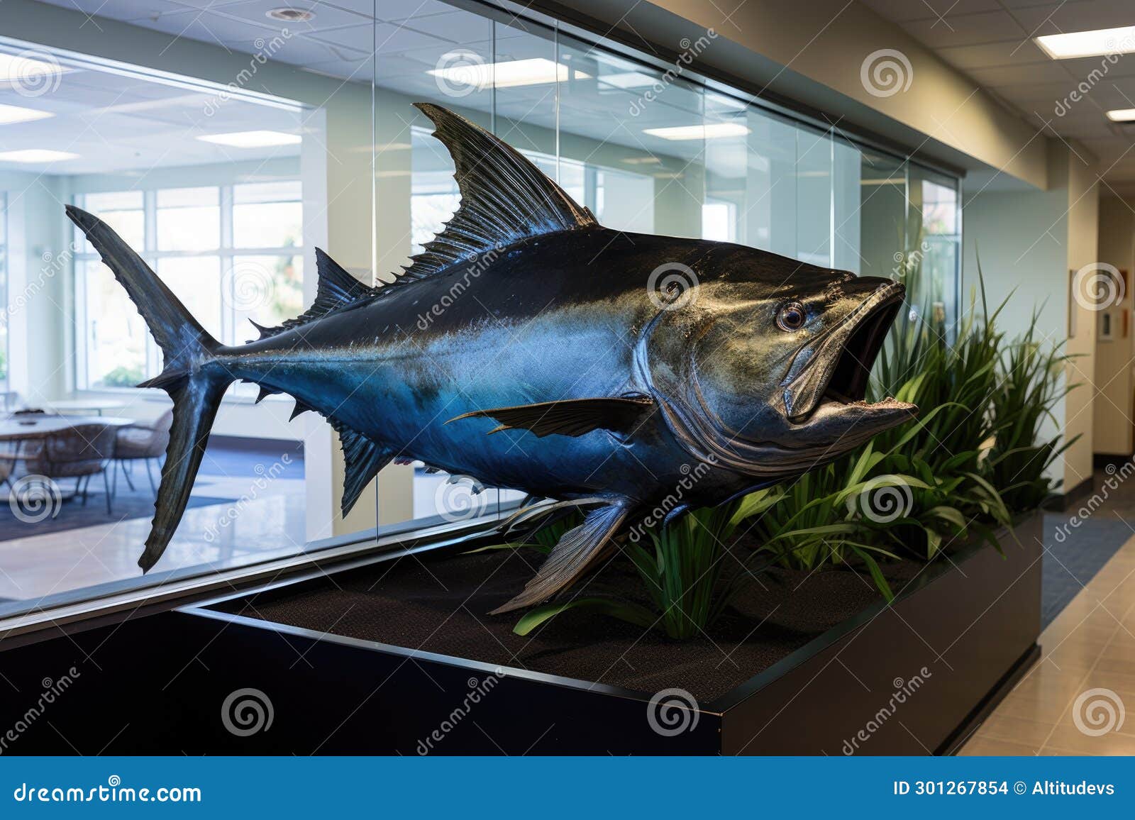 Tuna Fish in an Aquarium Placed in the Office Lobby Stock Photo - Image ...